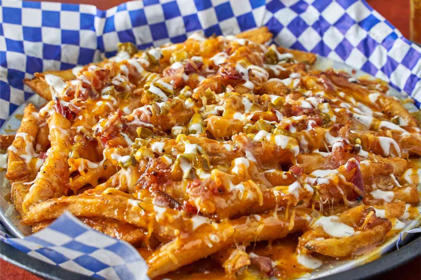 Loaded Buffalo Gold Fries - Menu - Booty's Wings Burgers & Beer ...