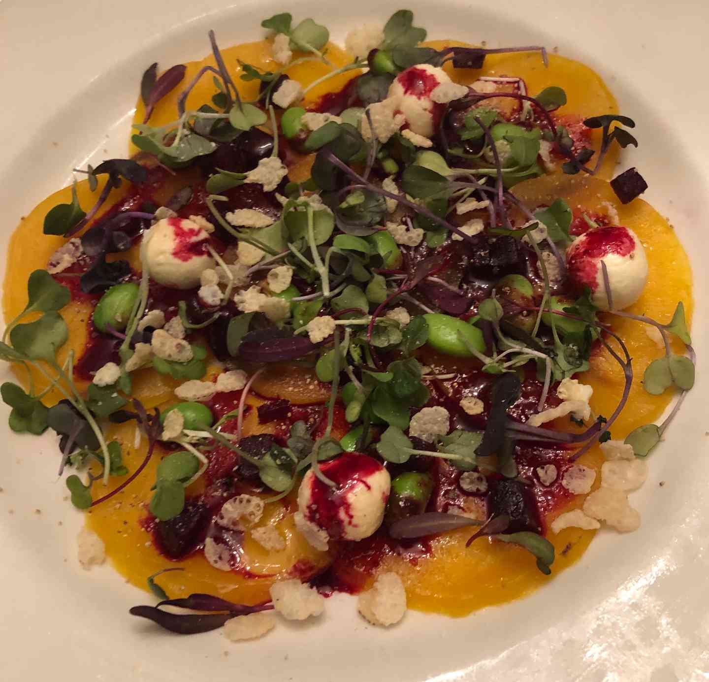 Golden & Red Beet Carpaccio - Chill's Bistro Menu - Chillingsworth Fine ...