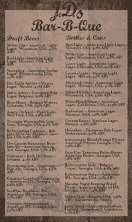 Menu - JD's Bar-B-Que - Barbecue Restaurant in GA