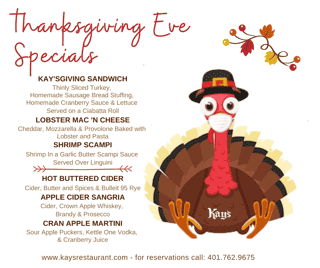 Specials - Kay's Restaurant - American Restaurant in Woonsocket, RI