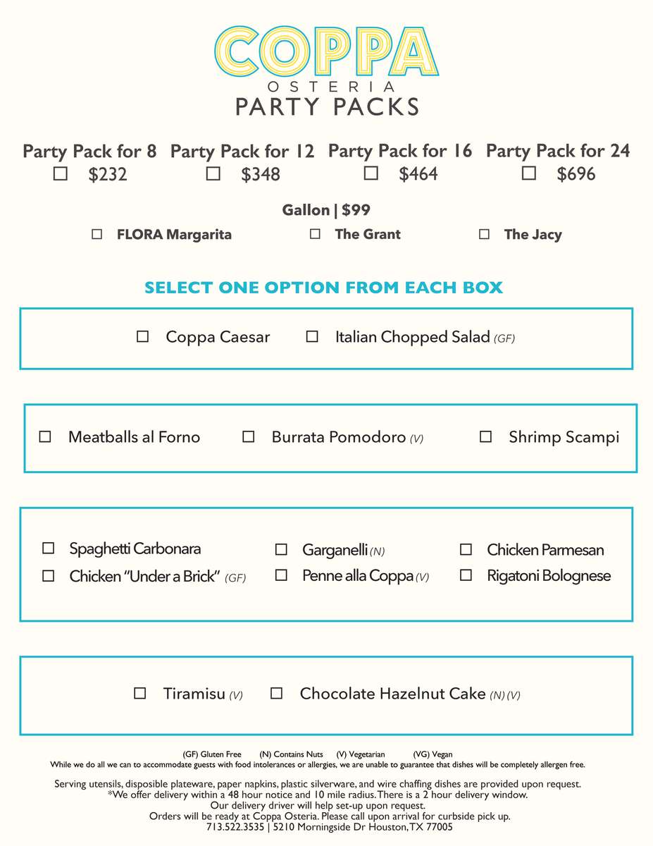 Party Packs - Coppa Osteria