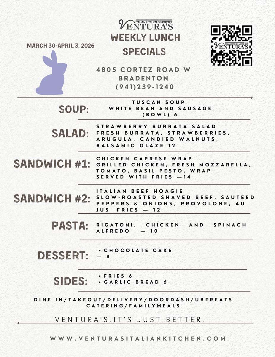 Menu | Cortez - Ventura's Italian Kitchen & Wine Bar - Pizza, Italian in FL
