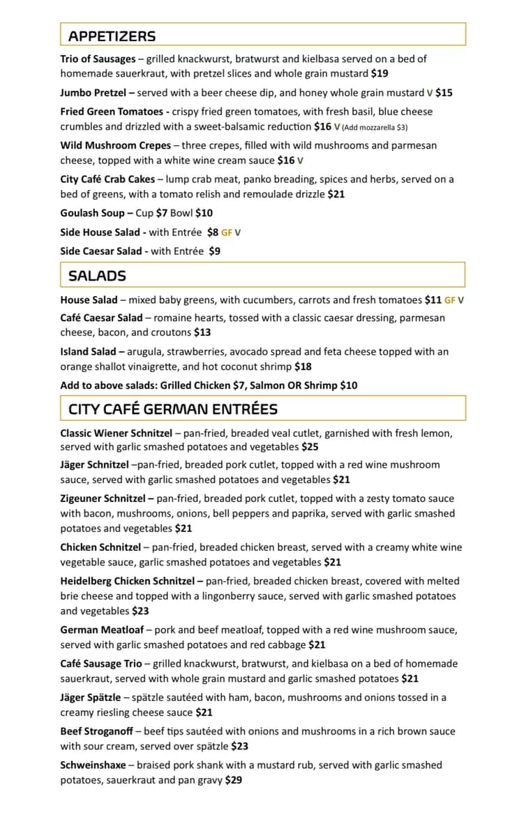 Menu - City Cafe and Bakery - Cafe in GA