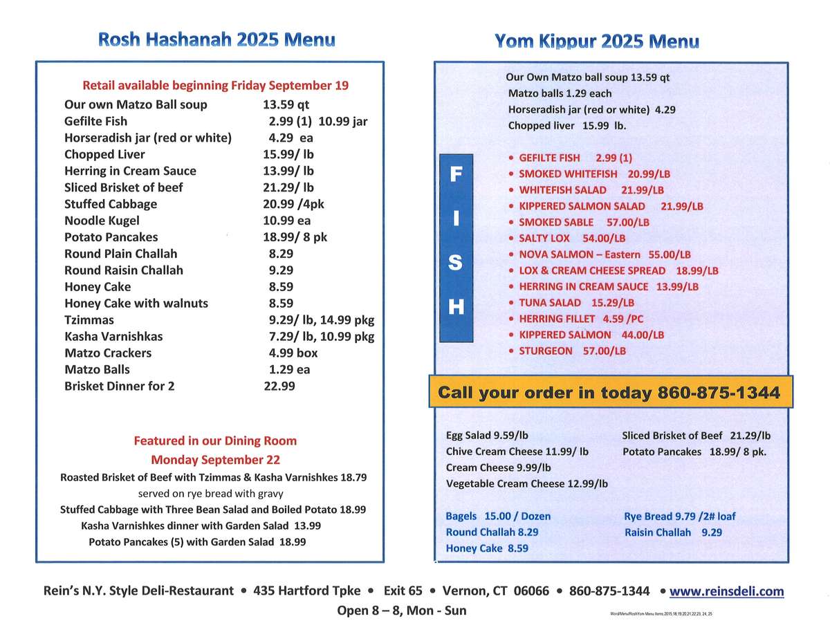 homepage - Rein's Deli - Deli in Vernon, CT