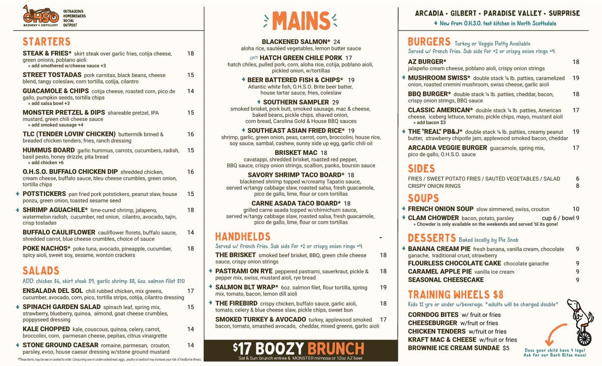 Menu - OHSO Brewery + Distillery