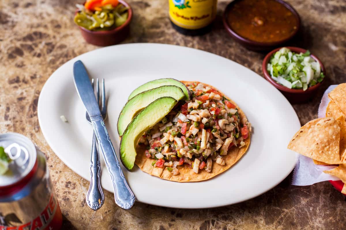 Ceviche Tostada - Our Menu - Gorditos Healthy Mexican - Mexican ...