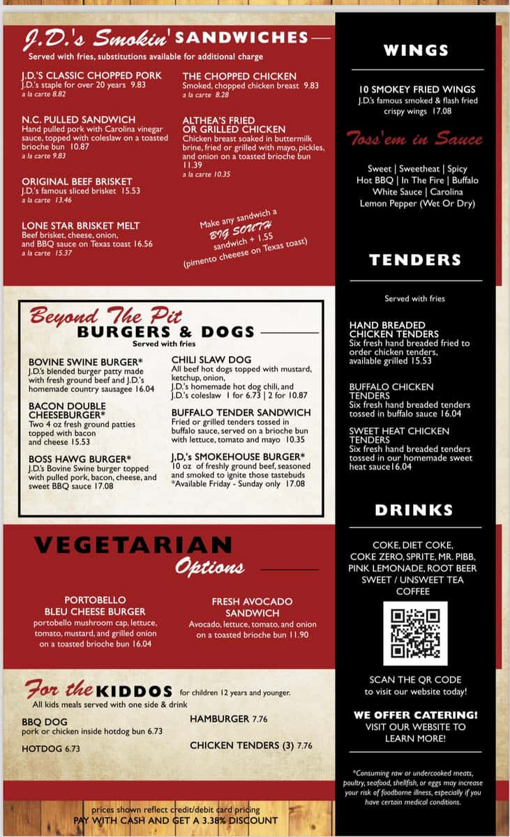 Menu - JD's Bar-B-Que - Barbecue Restaurant in GA