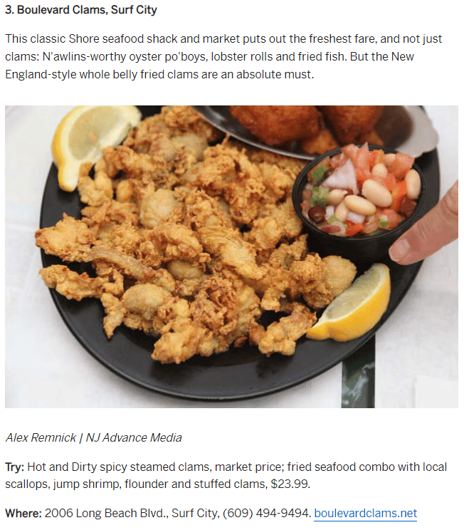 Press - Boulevard Clams - Restaurant in Surf City, NJ