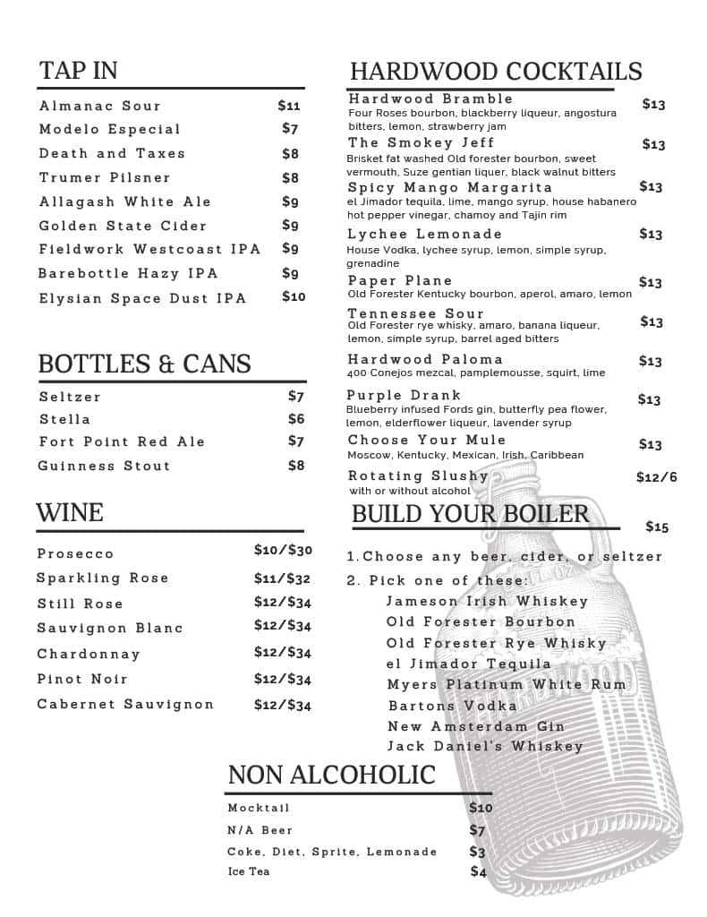 Digital Menu - Hardwood Bar & Smokery