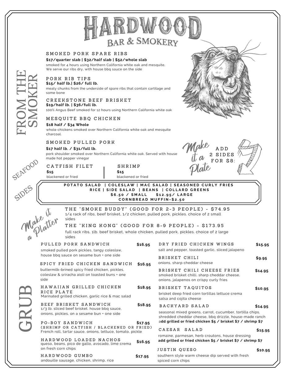 Digital Menu - Hardwood Bar & Smokery