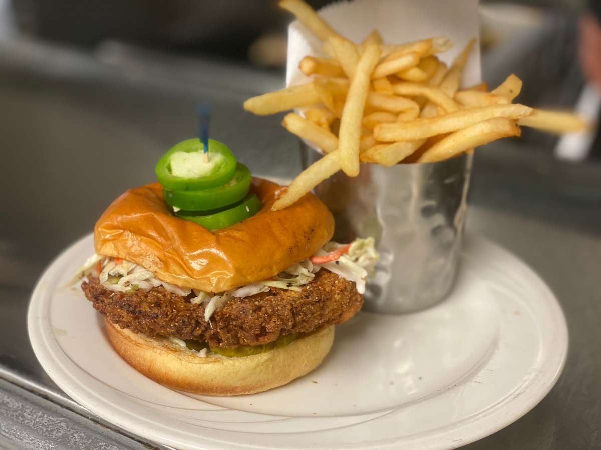 "Clucker" Chicken Sandwich - Menu - Sparky's Landing - Fish n Cocktails ...