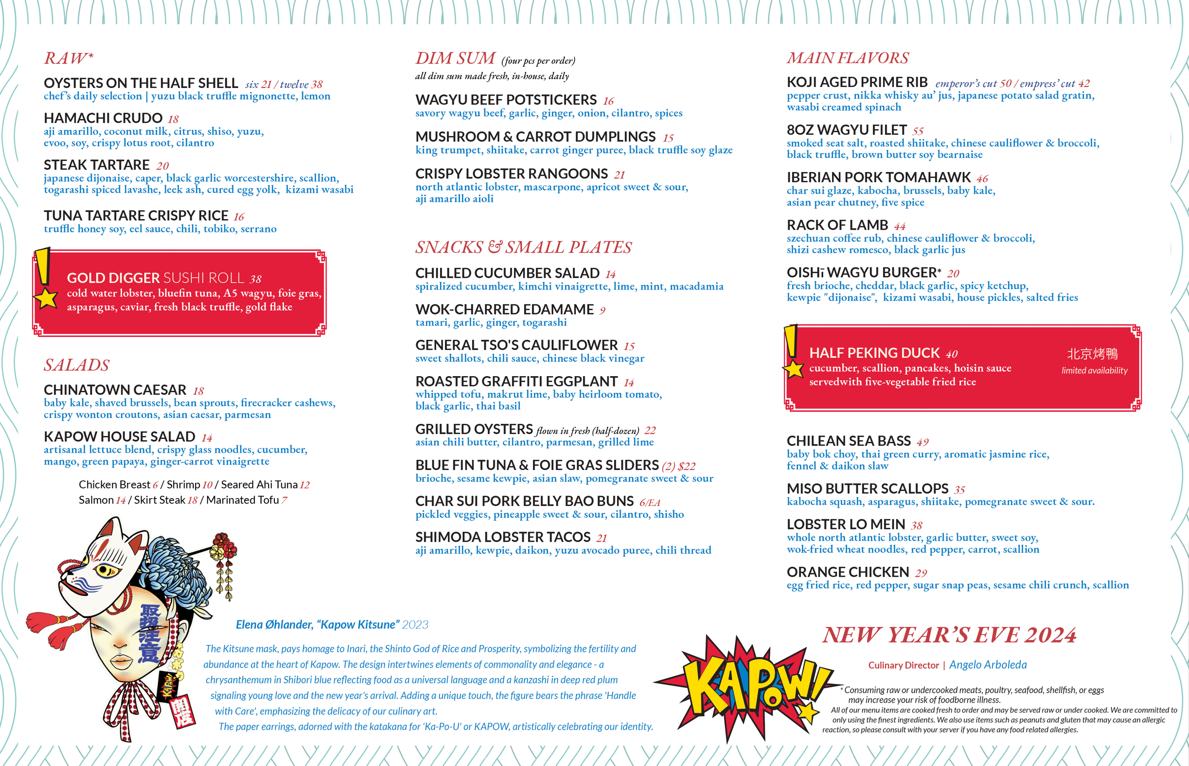 Special New Year's Eve Menu - Kapow Noodle Bar - Asian Fusion ...