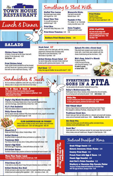MENUS - The Town House Restaurant - Restaurant in Oviedo, FL