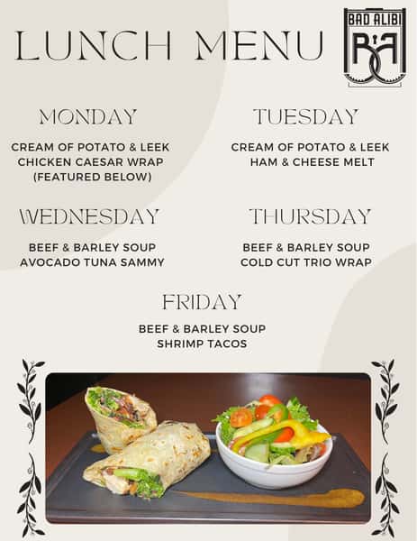 Menu - The Bad Alibi - Restaurant in ON