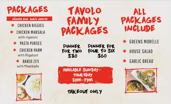 Take Out Packages! - Chesterfield's Tavolo - Italian Restaurant in ...