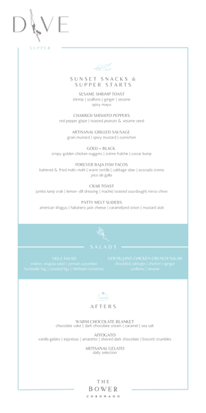 Menu - Dive - a Coronado Island Rooftop Bar