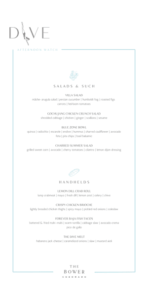 Menu - Dive - a Coronado Island Rooftop Bar