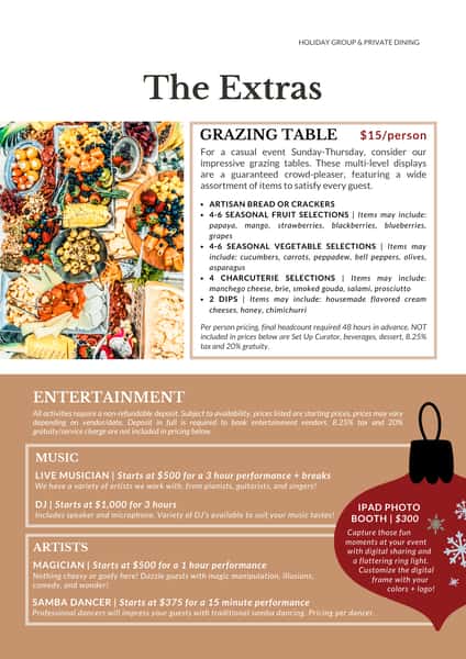 Menus - Holiday Private Dining Options - Houston Area - Avenida Brazil ...