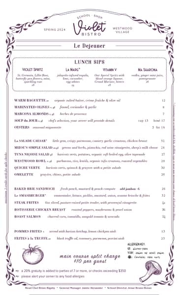 Menu - Violet L.A.