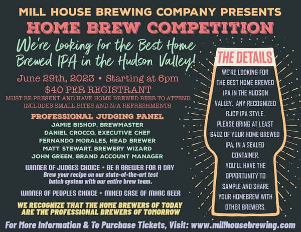 1st Annual Home Brew Competition - Mill House Brewing Company ...