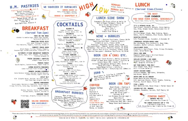 *High/Low Menu - High/Low Oceanside Ca.