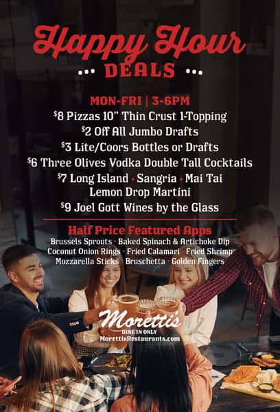 Happy Hour Edison Park - Moretti's | Best Thin Crust & Deep Dish Pizza ...