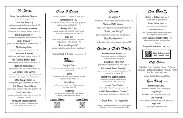 Menu - Cork and Fork - American Restaurant in Indio, CA