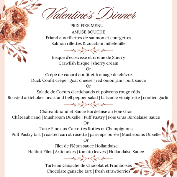 Valentine's Day Prix Fixe Dinner - Café Rabelais | French Restaurant ...