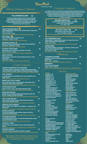 New Cocktail Menu! - Noon Mirch Kitchen + Bar