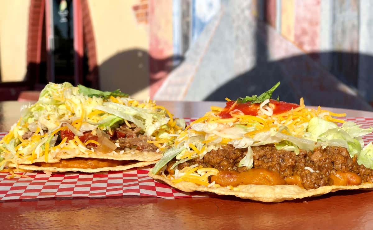 Ground Beef Tostada - Menu - Elmer's Tacos - Mexican Restaurant in ...