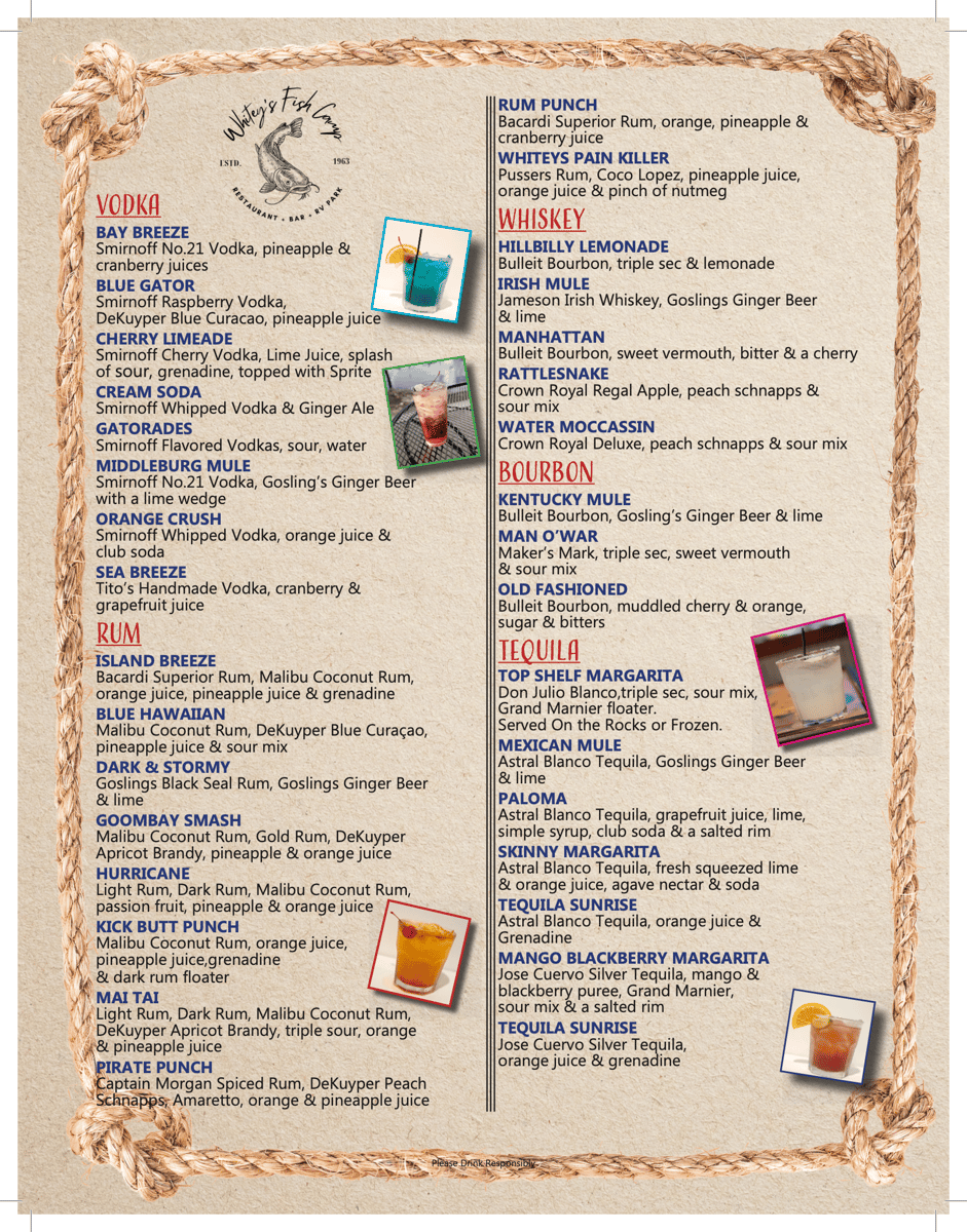 Whiteys menu store