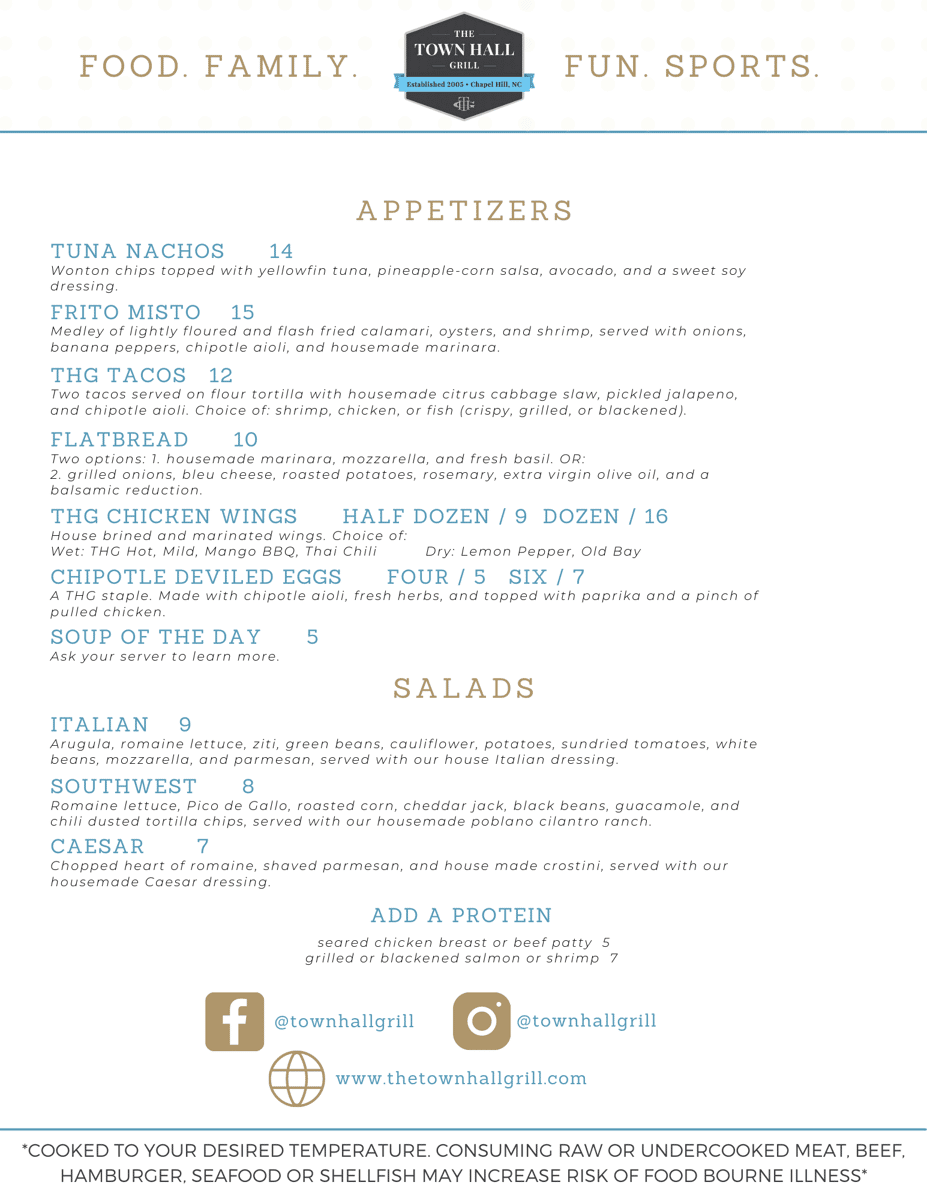 Menu - The Town Hall Grill