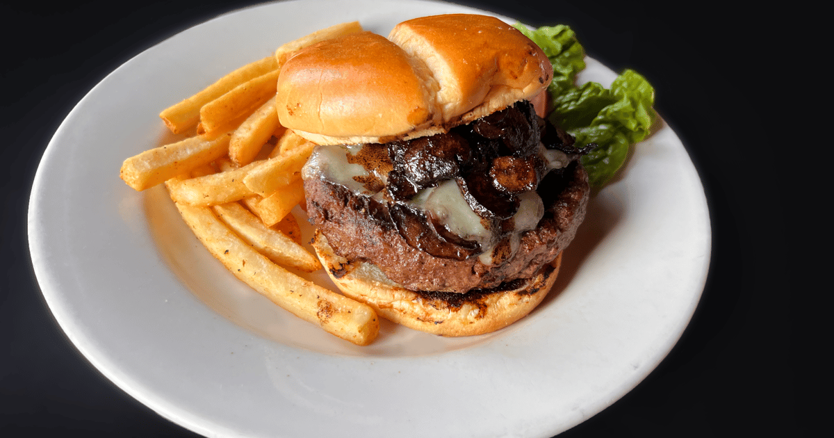 Cremini Mushroom & Swiss Burger* - Lunch Menu - Hereford House - A ...