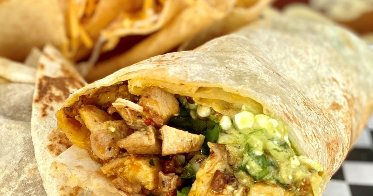Hot & Spicy Grilled Chicken Burro - Menu - Elmer's Tacos - Mexican ...