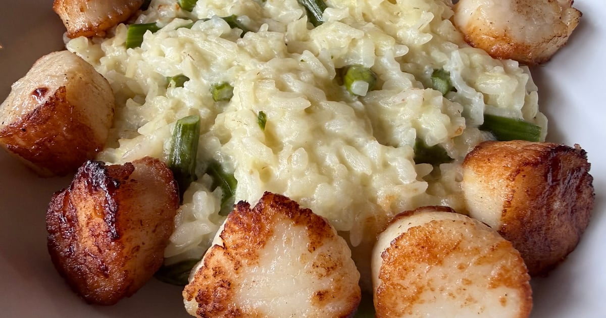 Pan Seared Scallops over Risotto - Fresh Catch - Seafood Restaurant in MA