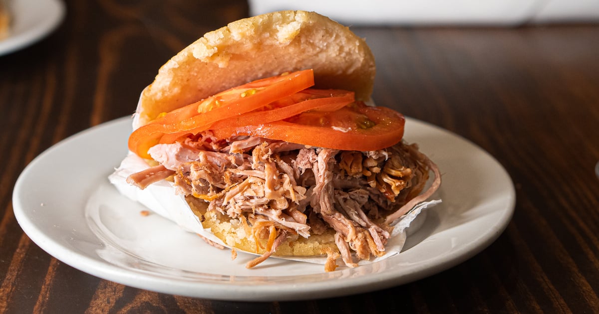 Arepa de Lechon Asado / Roasted Pork Arepa - Breakfast- Pick Up - La ...