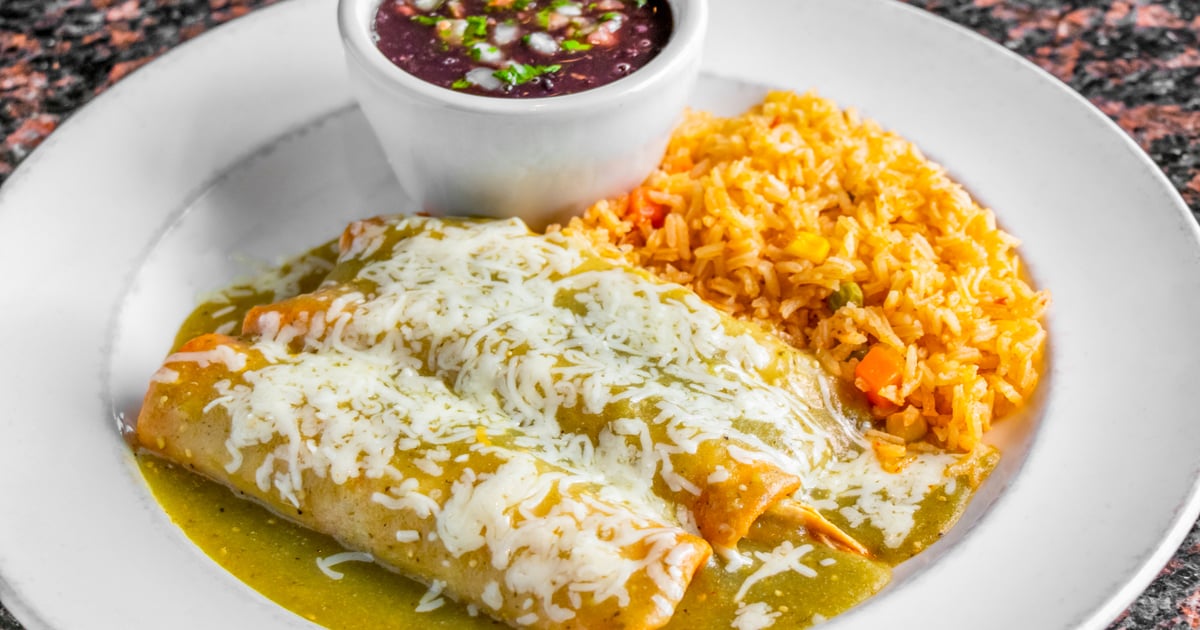 7. Two Chicken Enchiladas - Dos Salsas Tex-Mex