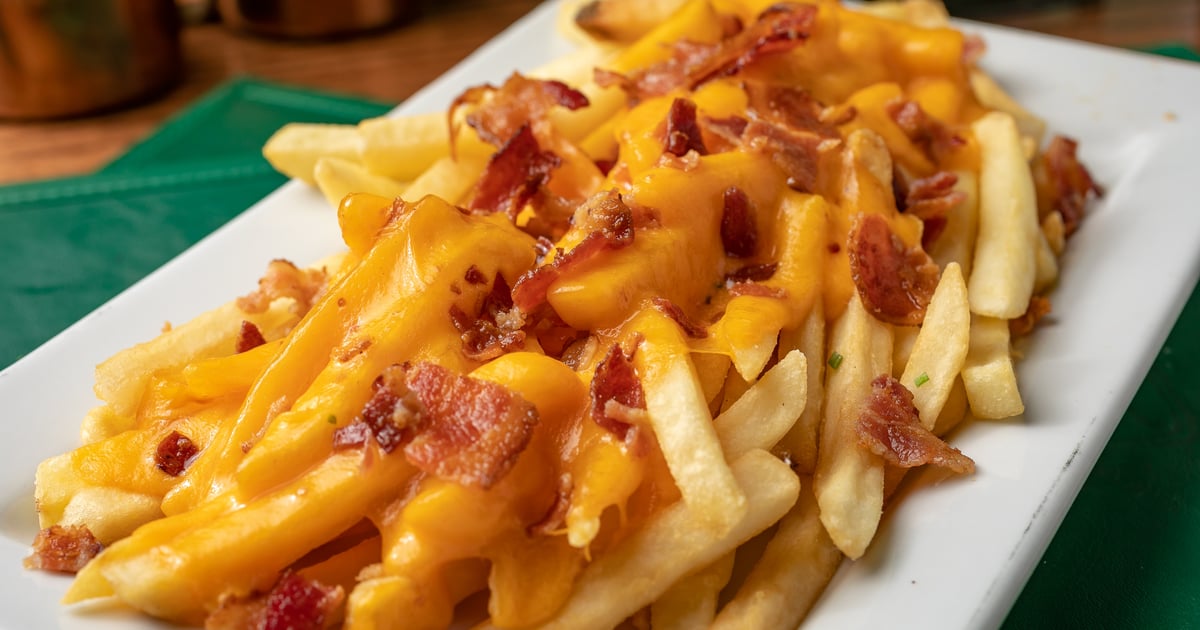 Loaded Fries Bacon Cheddar - Angry Ginger Irish Pub - Irish Restaurant ...