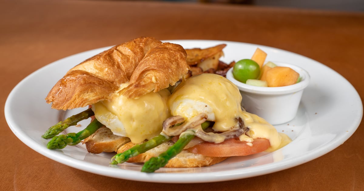 VEGETABLE & EGG CROISSANT BENEDICT - Peach Valley Cafe | Best Breakfast ...