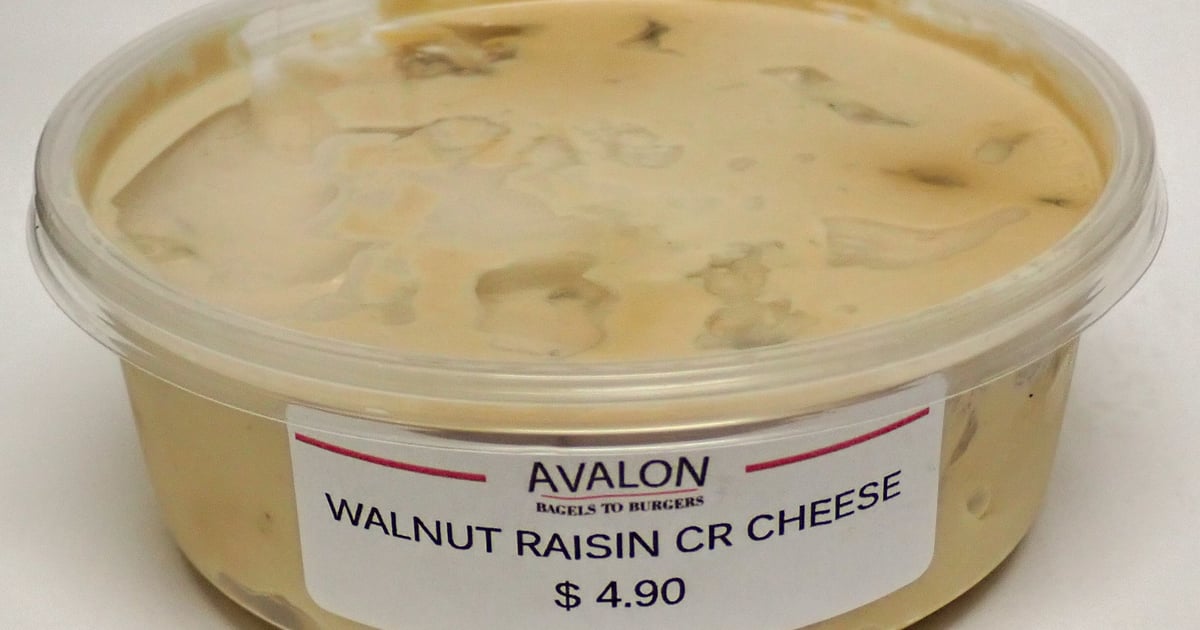 8 Oz Walnut Raisin Cream Cheese - Avalon Bagels to Burgers