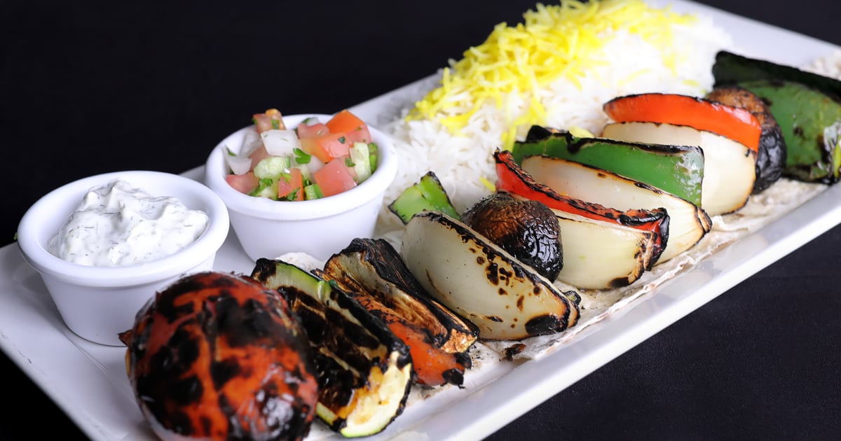 Veggie Kabob Plate - Port Restaurant and Bar - Mediterranean Restaurant ...