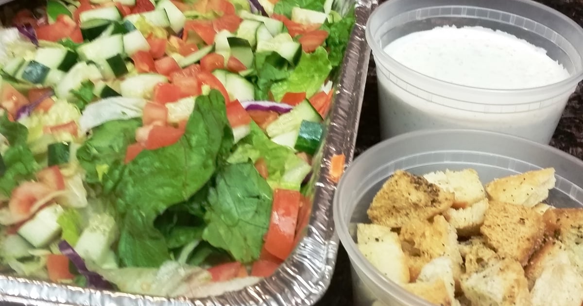 Pan of Garden House Salad - Milton's Pizza & Pasta