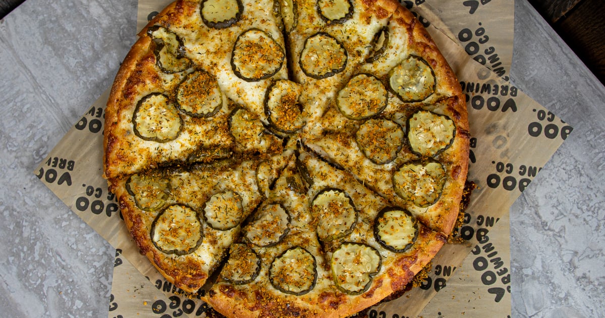 Voo-Dill Pickle Pizza - Voodoo Brewing Co - Castle Hills - Brewpub in ...