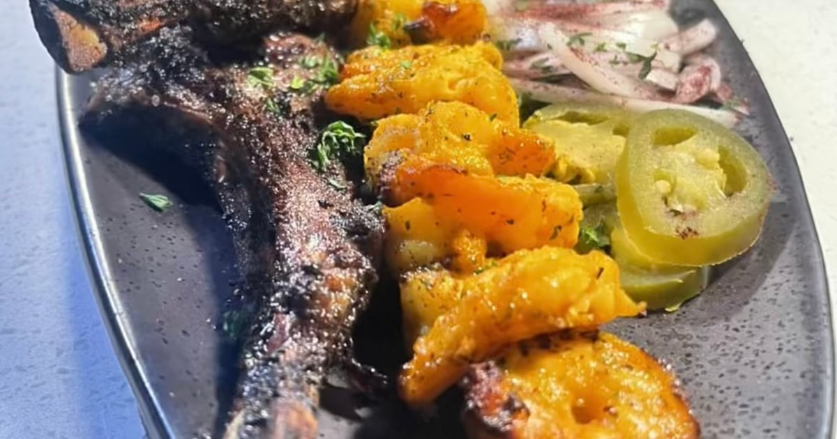 Lamb Chops & Grilled Safron Shrimp - Food - Moustache Hookah Bar