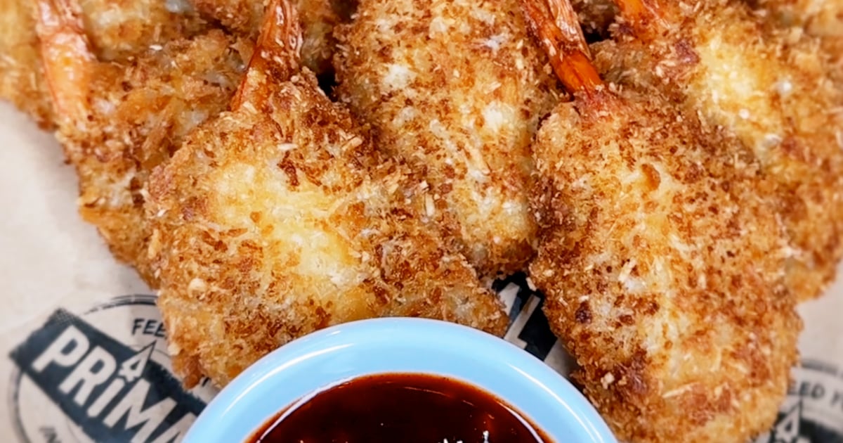 Fried Coconut Shrimp Basket - Food Menu - Primal Eats - Barbecue Restaurant in WI