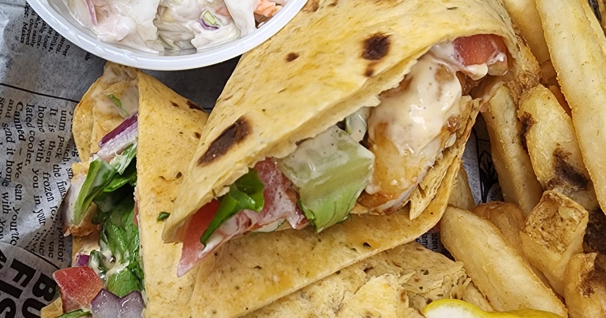 Wrap Shrimp Po Boy - Meding's Seafood - Seafood Restaurant in Milford, DE