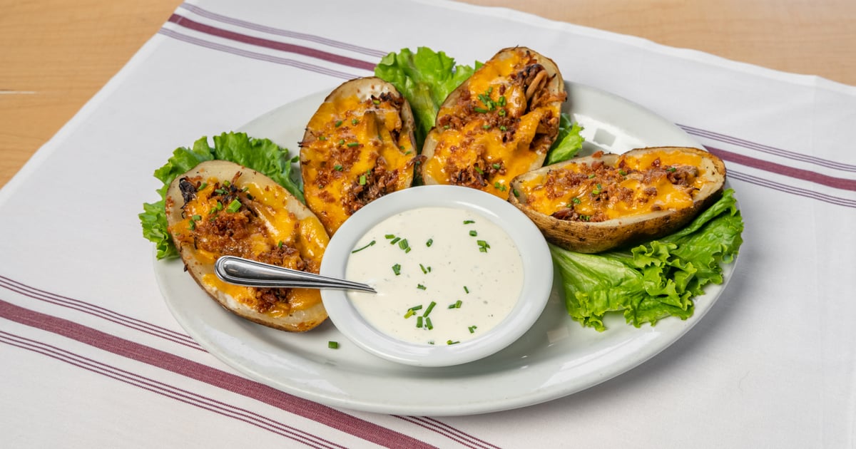 Fully Loaded Pulled Pork Skins - Menu - Back Nine Grill & BAR ...