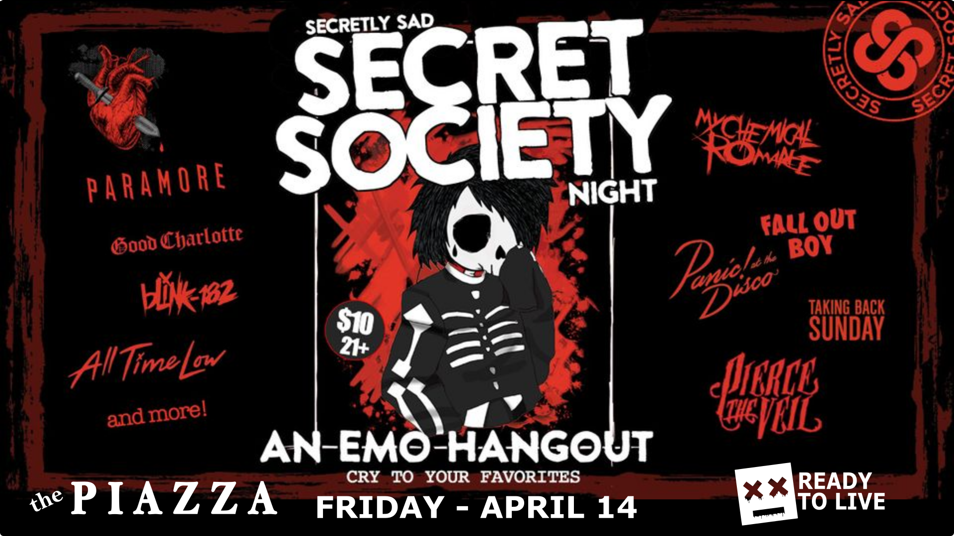 SECRETLY SAD: An Emo Hangout at The Piazza - the PIAZZA - Live Music Venue!