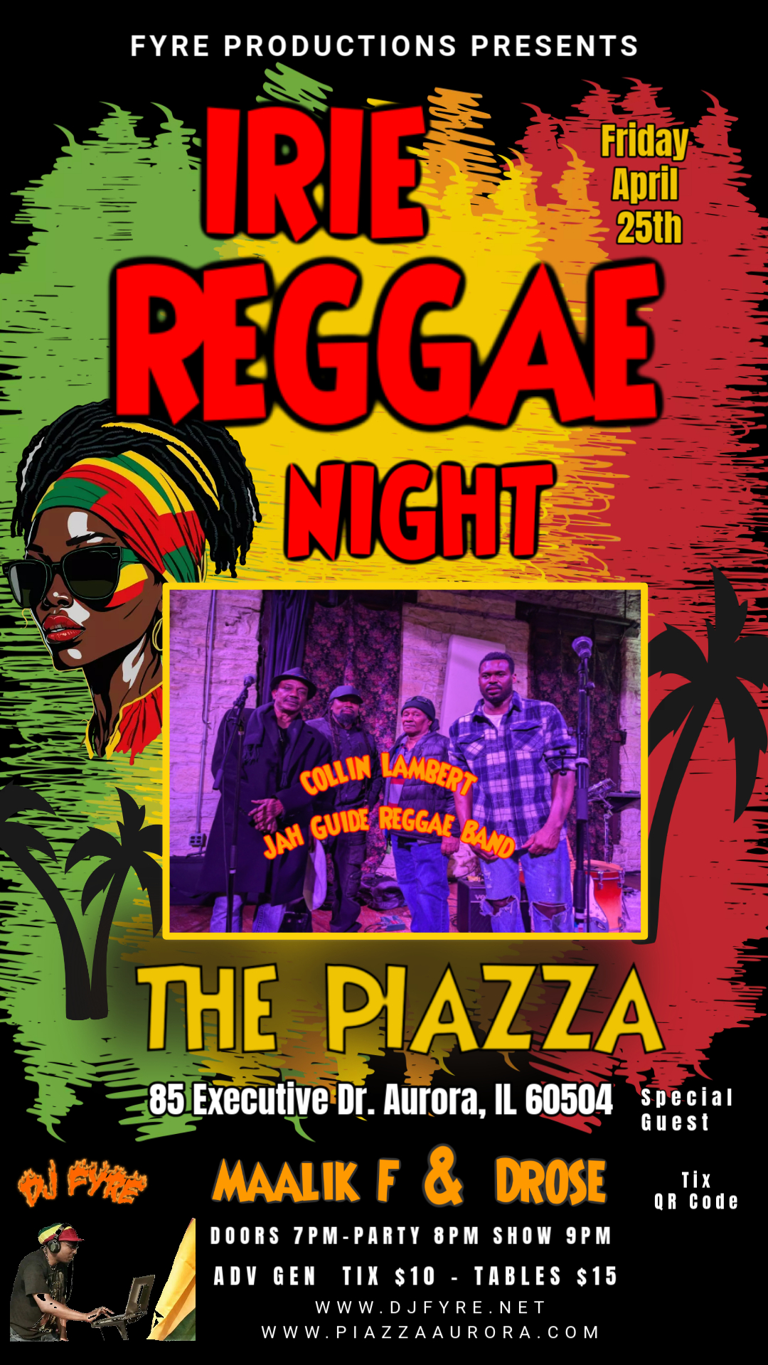 Irie Reggae Night- Jah Guide Reggae Band, Collin Lambert - the PIAZZA ...
