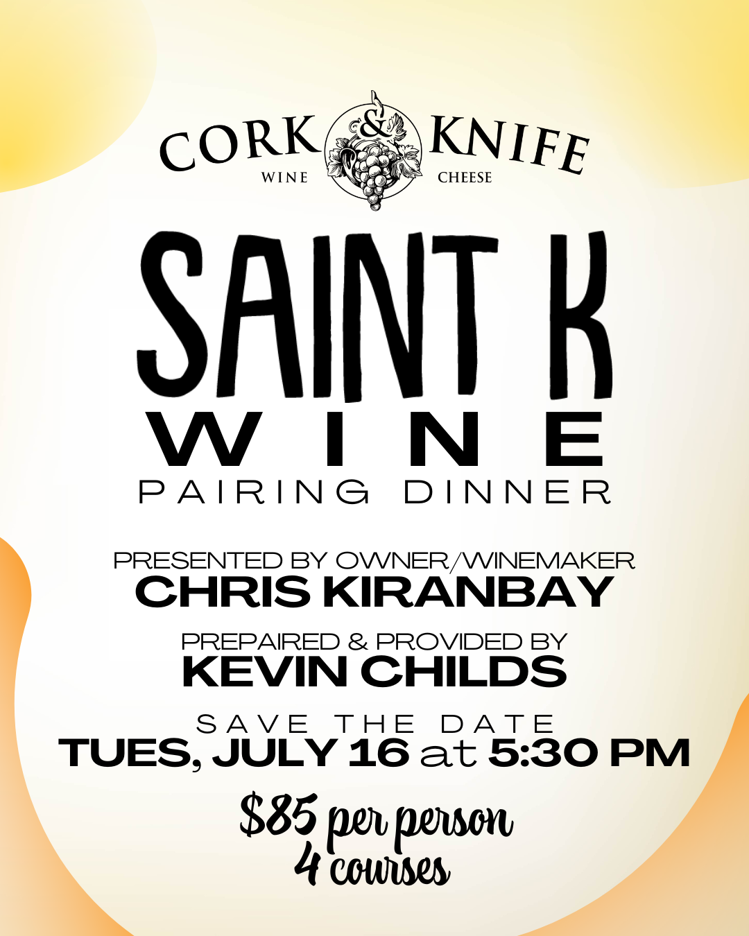 Saint K Wine Dinner - Cork & Knife: Charcuterie Board & Specialty Wine ...